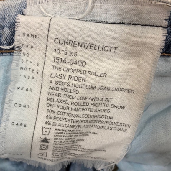 Current/Elliott | Jeans | Current Elliot Jeans The Cropped Roller Easy ...